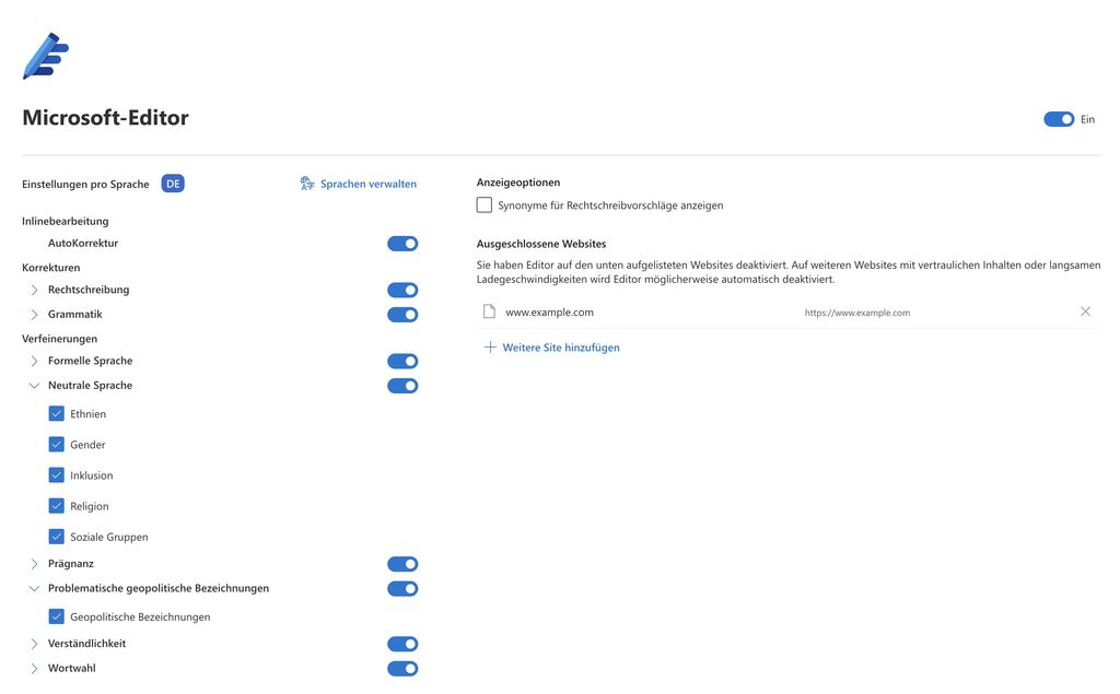 Microsoft-Editor hat neue Verfeinerungen für Texte auf Lager