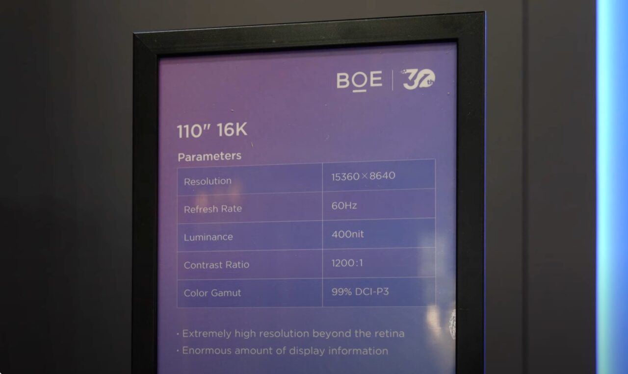 Fernseher mit 16K: BOE stellt auf der Display Week 2023 ein Modell vor