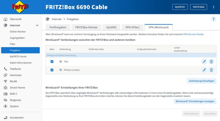 FRITZ!Box: WireGuard einrichten und nutzen