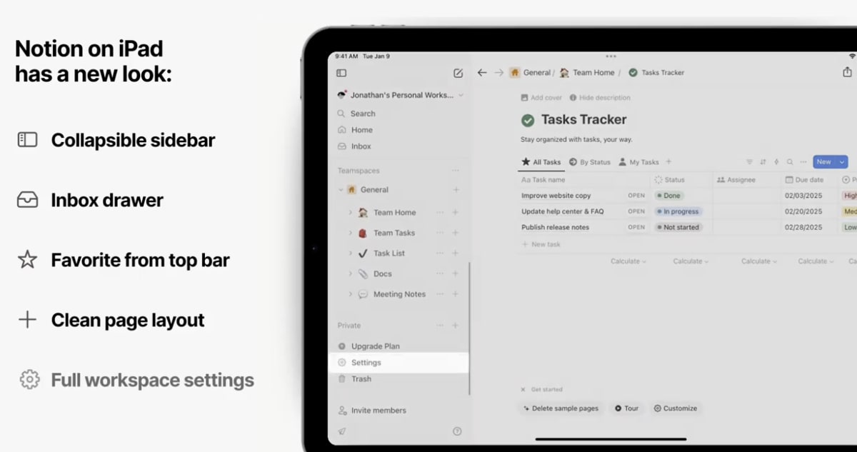 Notion veröffentlicht Update für iPad-App mit Desktop-ähnlicher Oberfläche